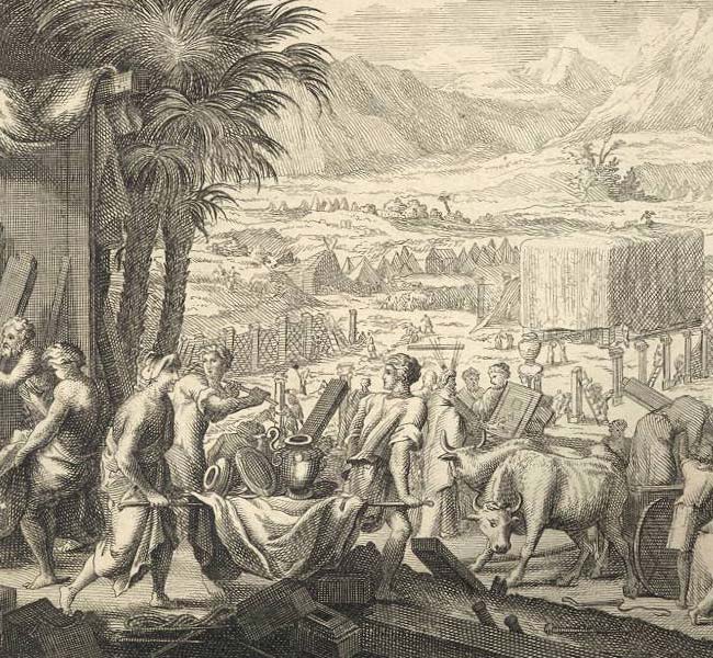 Moses Sets up the Enclosure of the Tabernacle - Exodus Image