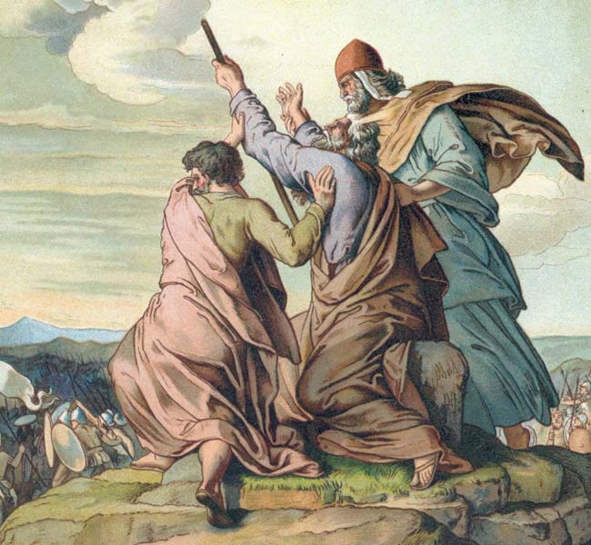 Aaron and Hur Holding up the Hands of Moses - Exodus Image