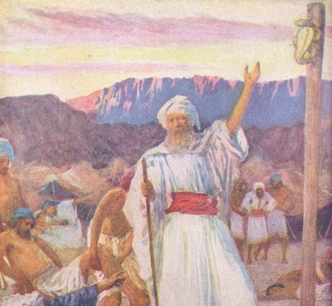Moses Pointing to the Serpent of Brass - Numbers Image