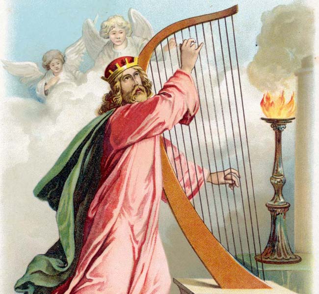 David Praising God on the Harp - Psalms Image
