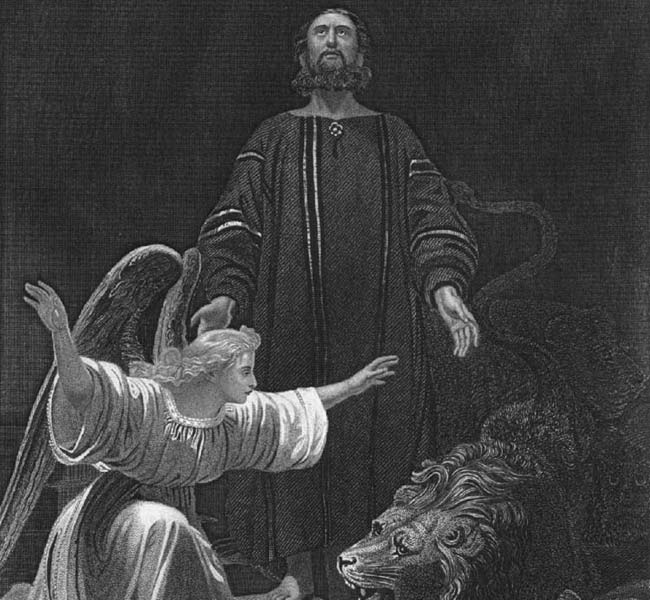 Daniel in the Den of Lions (engraving) - Classic BLB Images Image