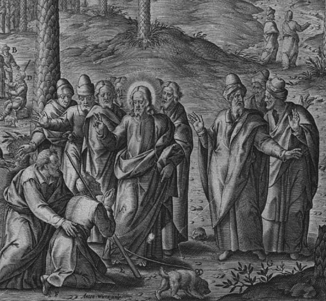 Jesus Heals Bartimaeus (engraving) - Classic BLB Images Image