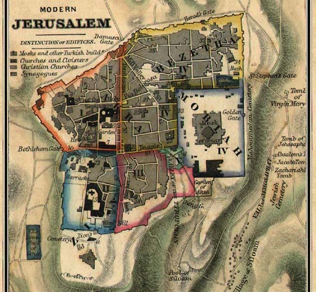Modern Jerusalem (map) - Classic BLB Images Image