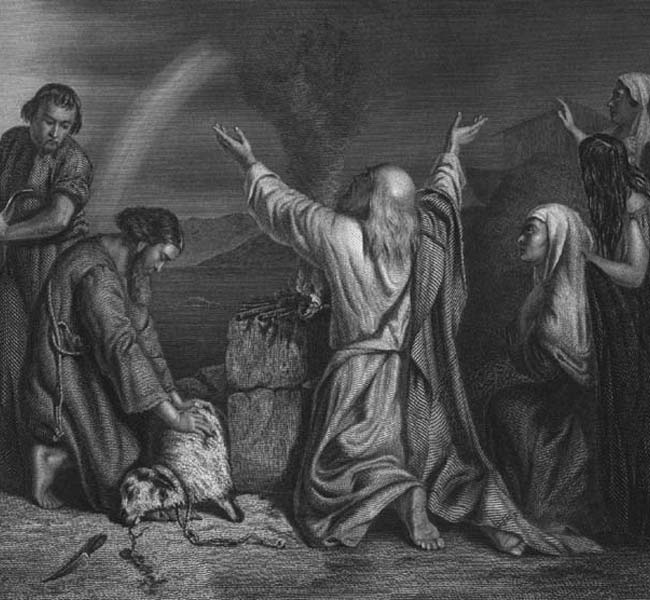 Noah's Sacrifice (engraving) - Classic BLB Images Image