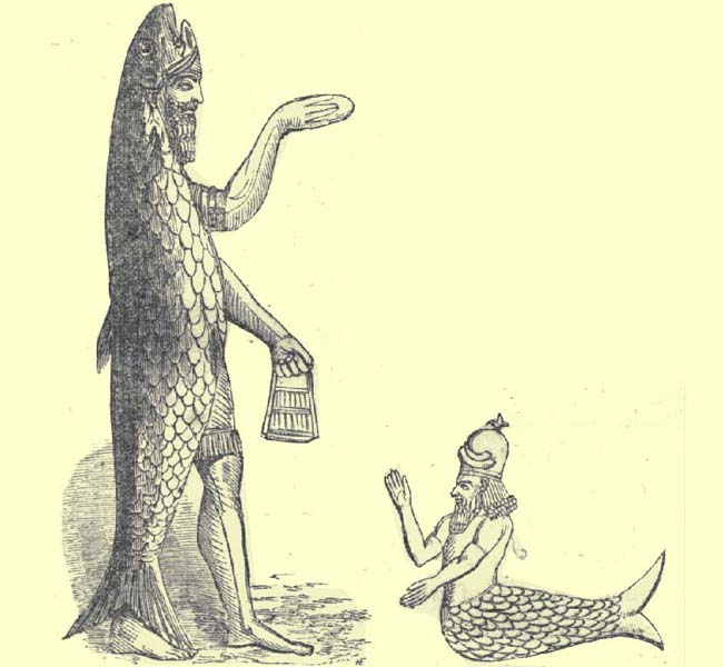 Samson and the Dagon Fish god (engraving) - Classic BLB Images Image