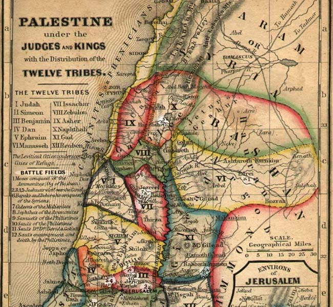 Battlefields of O.T. and Dist'n of 12 Tribes (map) - Classic BLB Images ...