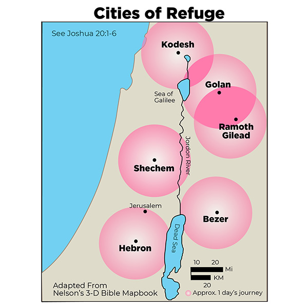 Cities of Refuge (map) - Joshua Image