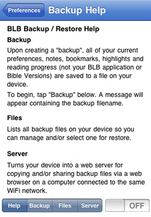 The BLB for iPhone || User Manual || Preferences